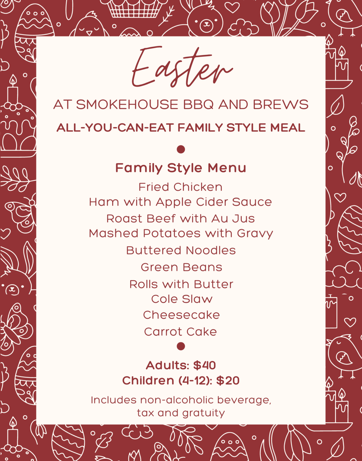 Lancaster Easter Dining Reservations | Smokehouse BBQ & Brews