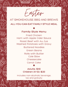 Lancaster Easter Dining Reservations | Smokehouse BBQ & Brews